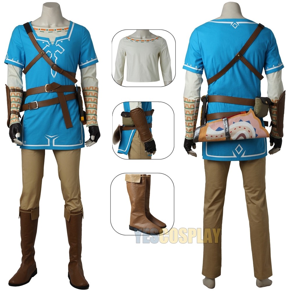 The Legend of Zelda Breath of the Wild Link Blue Tunic Cosplay Costumes ...